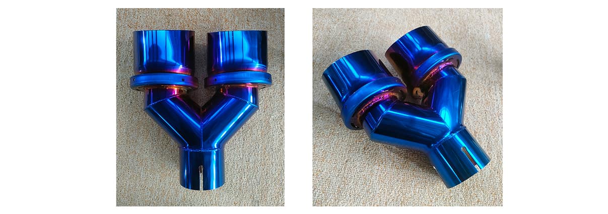 Exhaust in blue color - PVD Coating